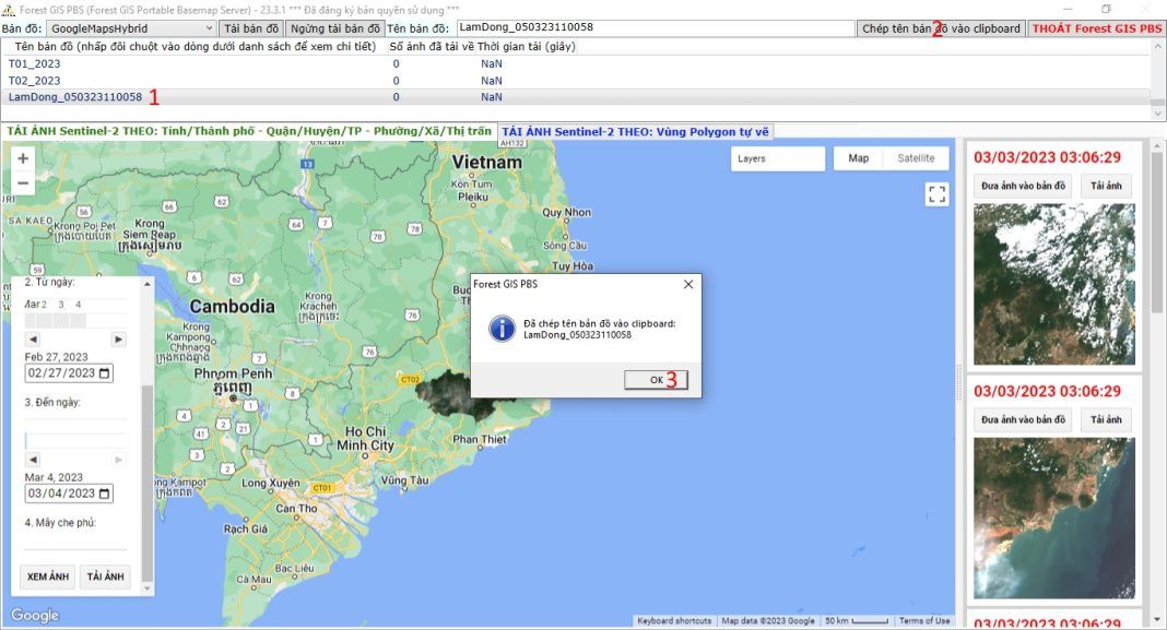 Forest GIS: Xem ảnh Sentinel-2 theo ngày trên Mapinfo - Forest GIS